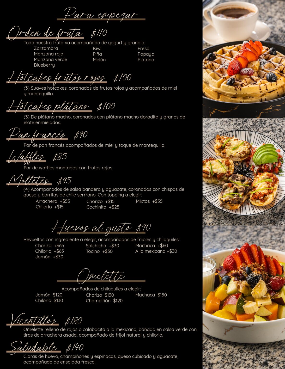 VICENTILLOS | Menú Desayunos